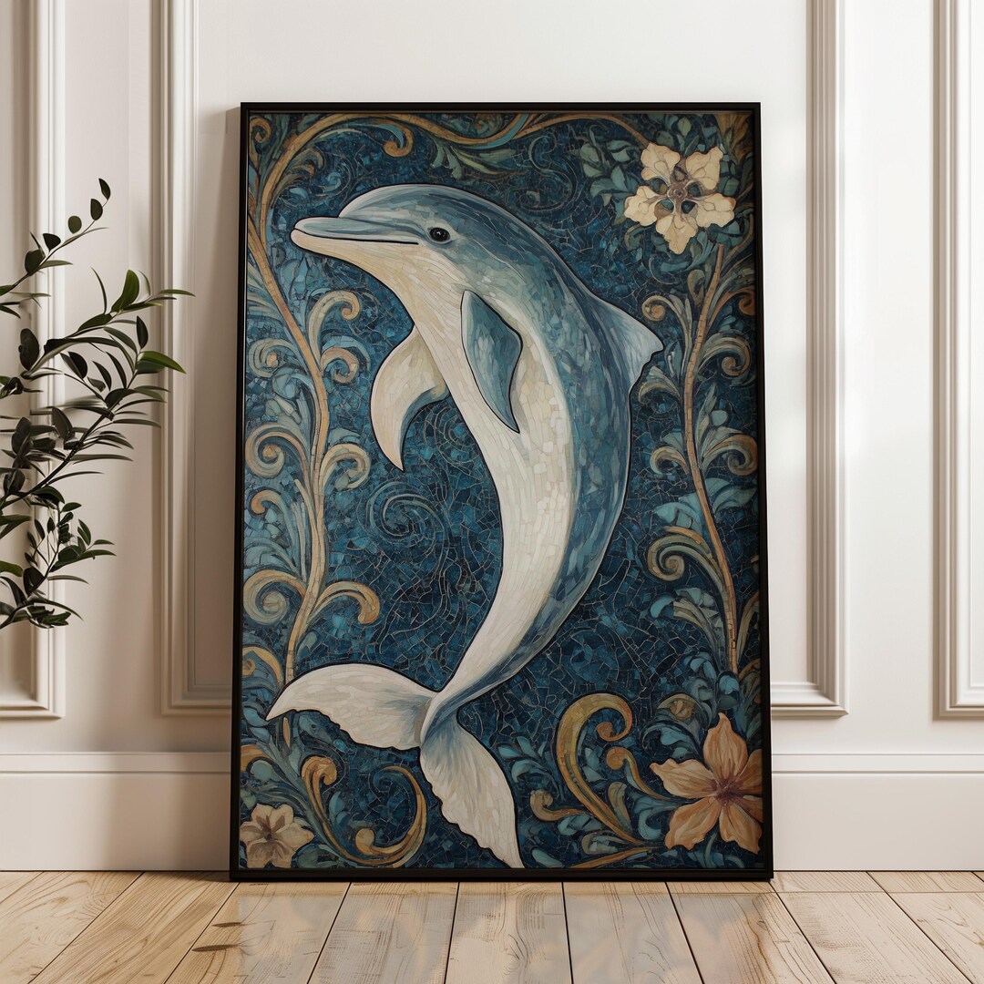 William Morris Dolphin Art Print: Cottagecore Nature Decor (printable ...