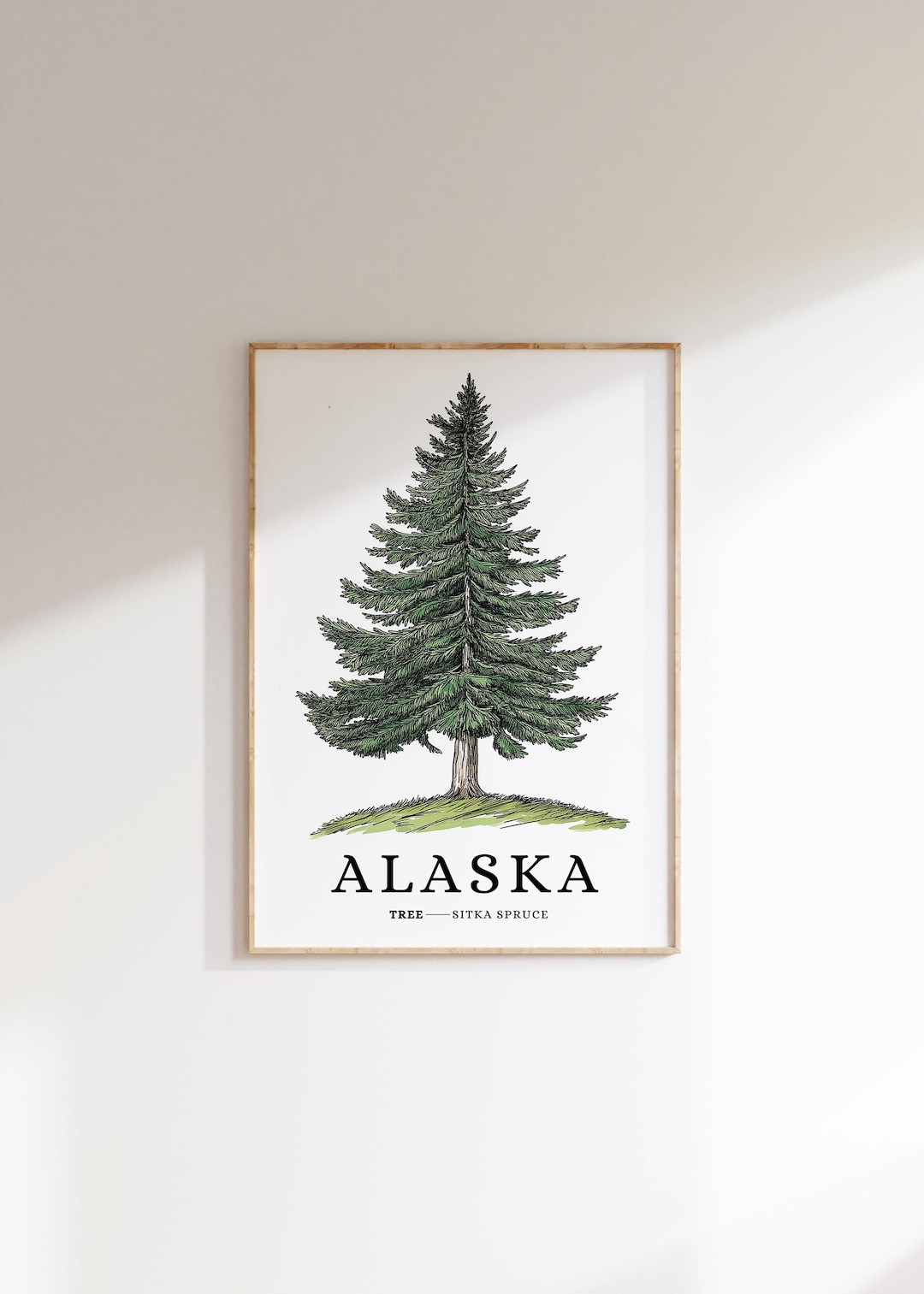 Alaska State Tree Print | Sitka Spruce Tree | Printable Northern Wall ...