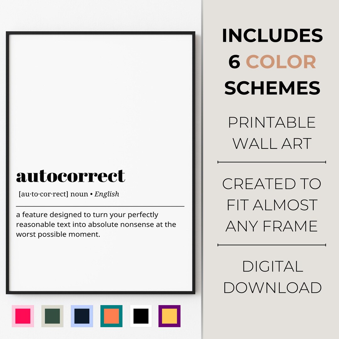 PRINTABLE Autocorrect Definition Funny Wall Art Minimalistic Home Decor ...