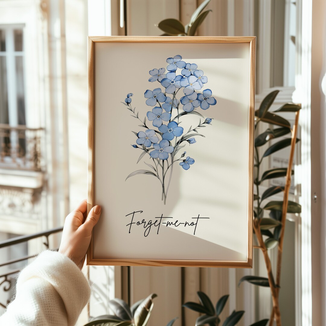 Alaska Forget-me-not Flower Line Art Print (digital Download) - Etsy