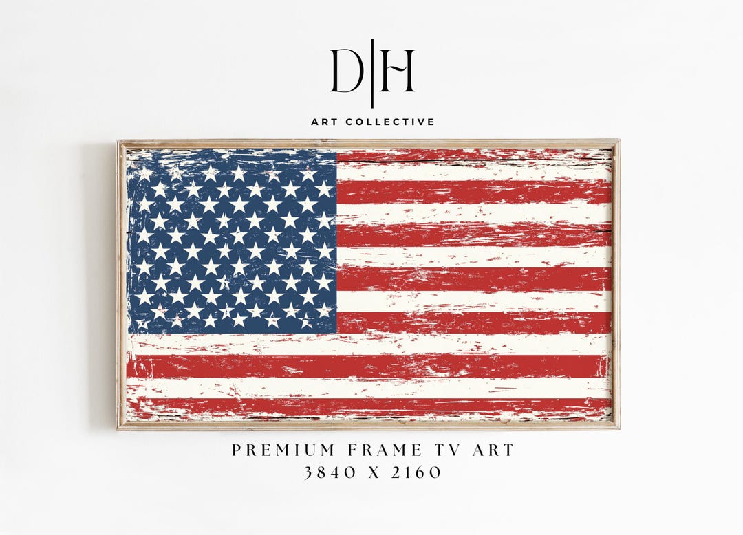 American Flag Frame TV Art | Vintage 4th of July Painting | Patriotic ...