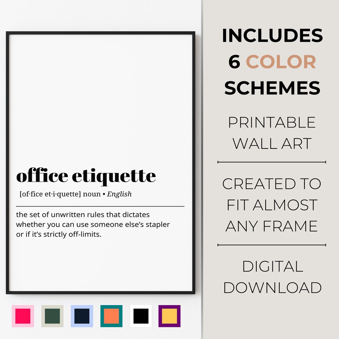 PRINTABLE Office Etiquette Definition Office Wall Art Funny ...