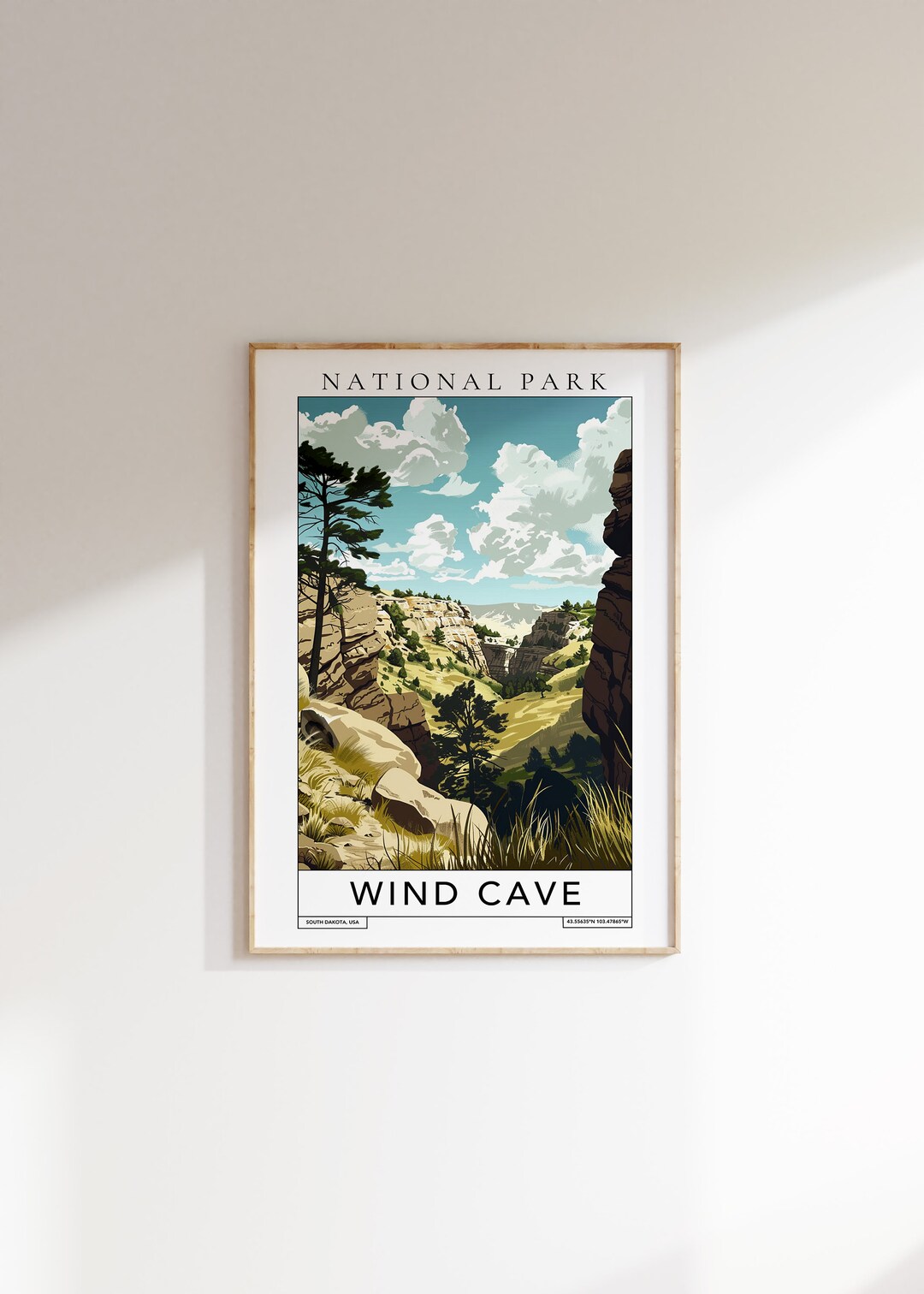WIND CAVE National Park Travel Print - Wind Cave South Dakota Travel ...
