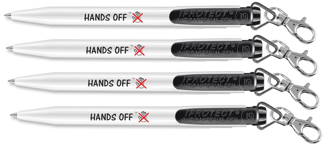 HANDS OFF Antibacterial Pen's X4 Can Be Attached to Key Ring, Lanyards ...