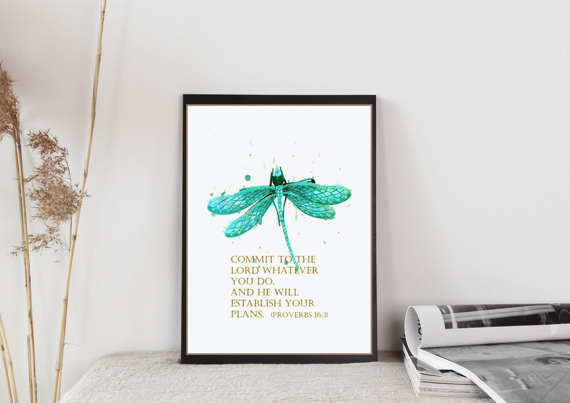 Bible Verse Dragonfly Wall Art, Printable, Bible Verse Print, Proverbs ...