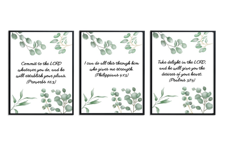 Christian Printable Set of 3, Benedictions Verses About Success ...