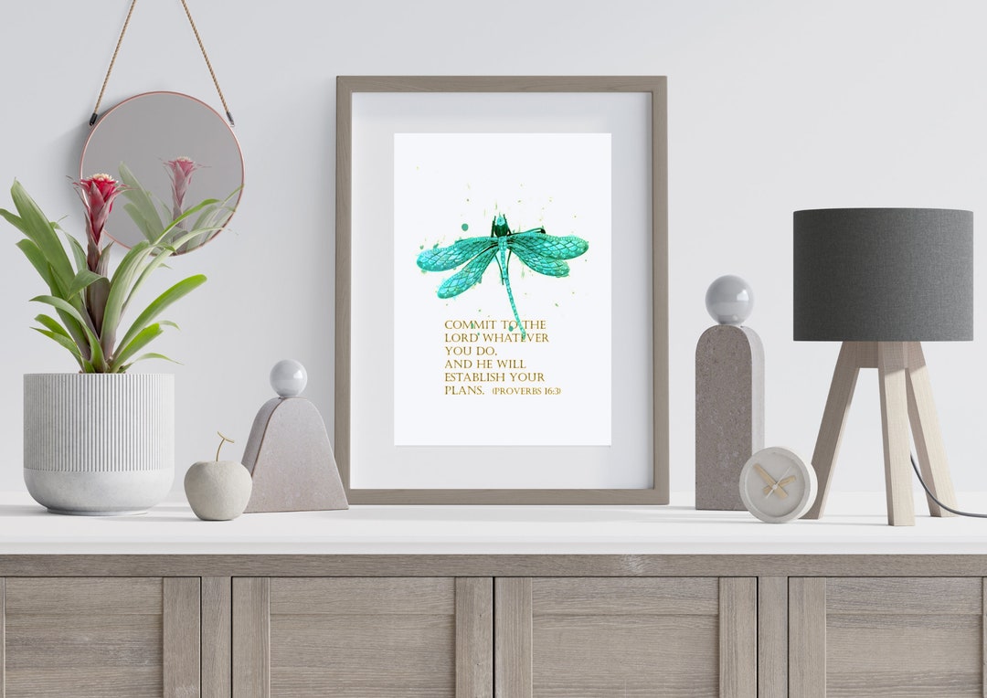 Bible Verse Dragonfly Wall Art, Printable, Bible Verse Print, Proverbs ...