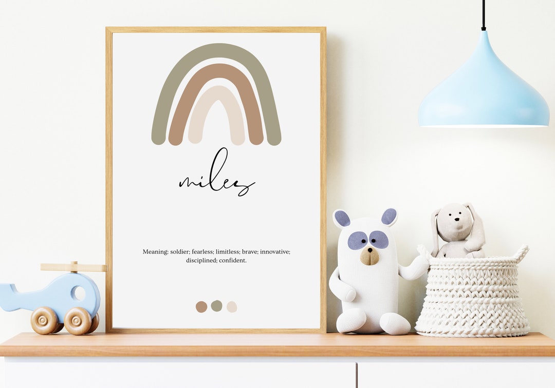 Miles Name Print | Rainbow | Digital Print | Baby Name | Miles ...