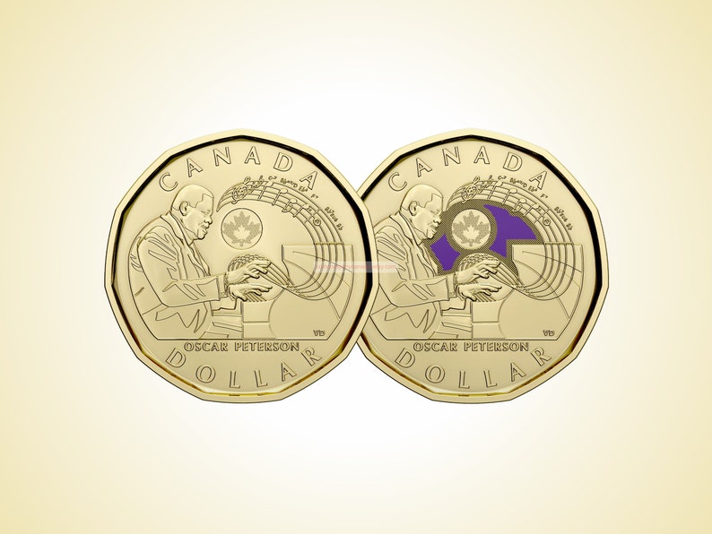 2022 Canadian Loonie Celebrating Oscar Peterson (COLOURED and NON ...