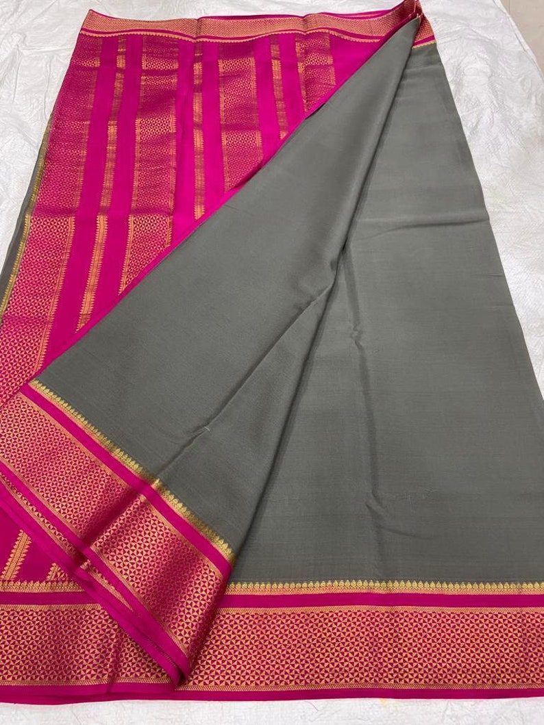 Pure Mysore / Crepe Silk Sarees KSIC THICKNESS Contrast Pallu - Etsy