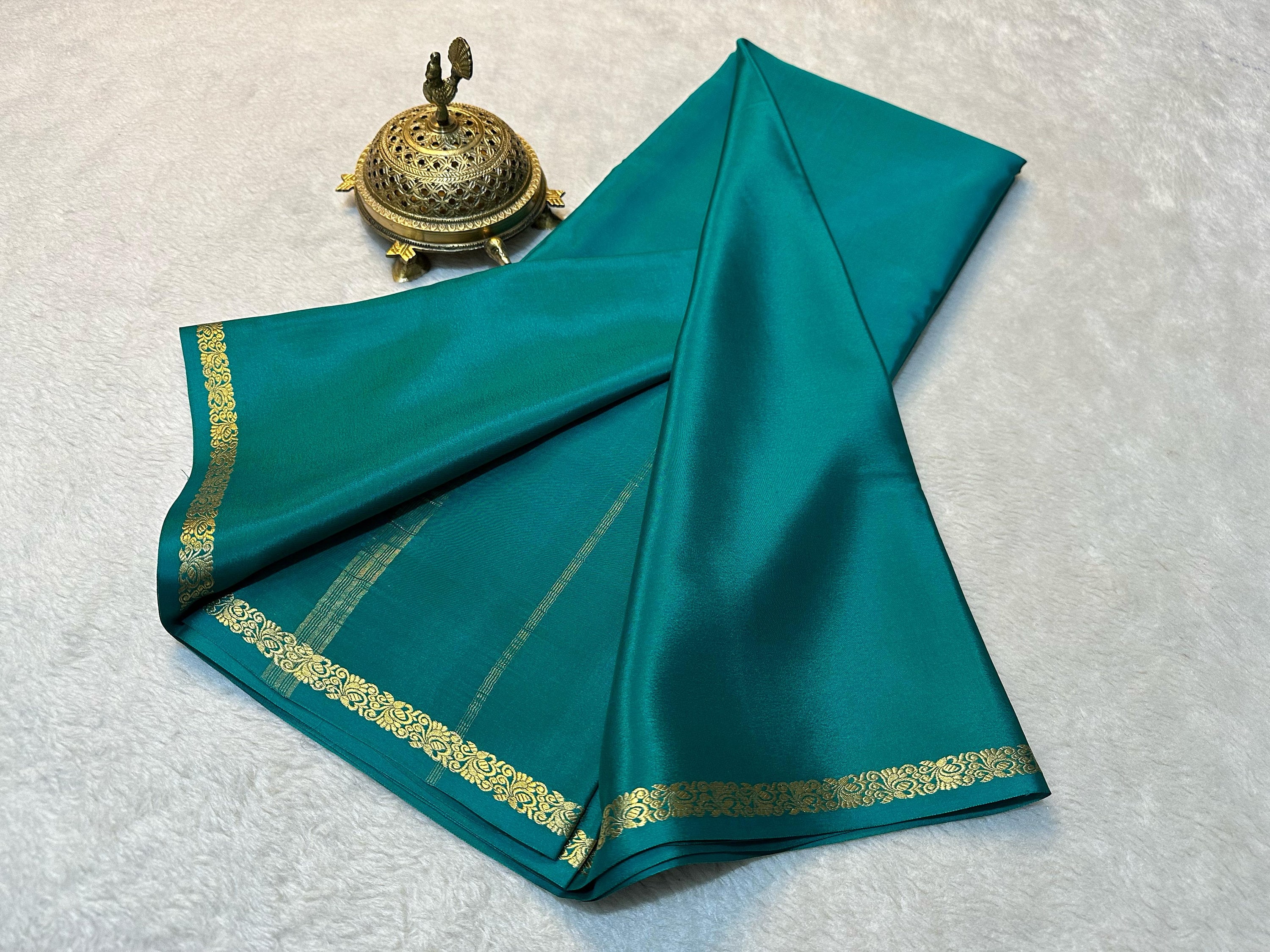 Pure Mysore Silk Sarees Ksic Grade Thickness Elegant Small Border in ...