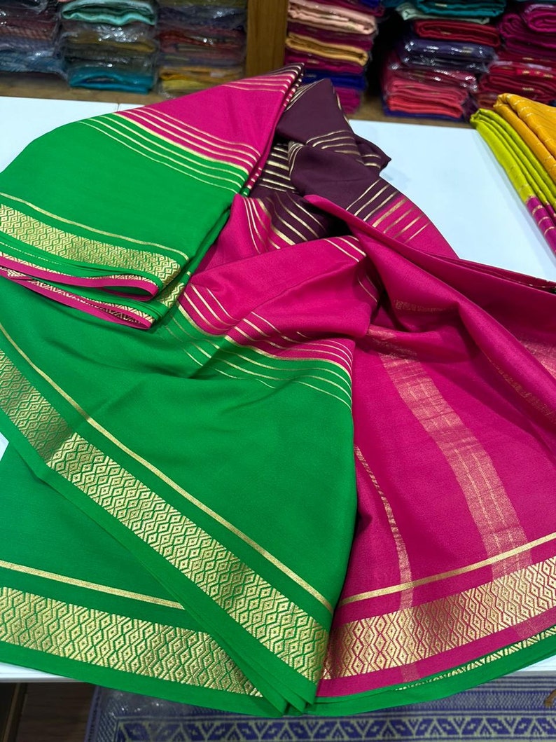 Exclusive Ksic Pattern 3color Combinations Mysore Silk Saree - Etsy