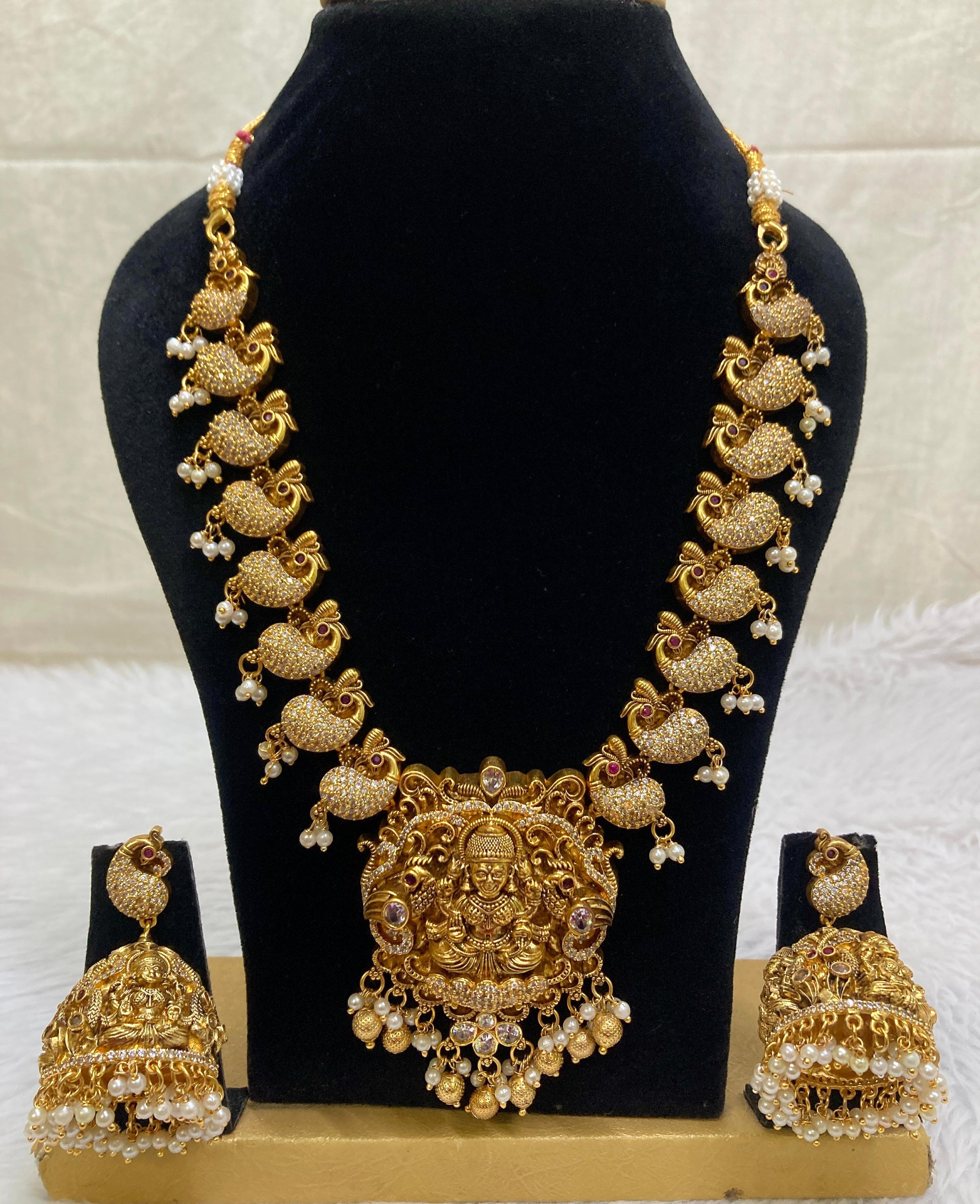 South Indian Traditional Temple Design Necklace Set - Etsy