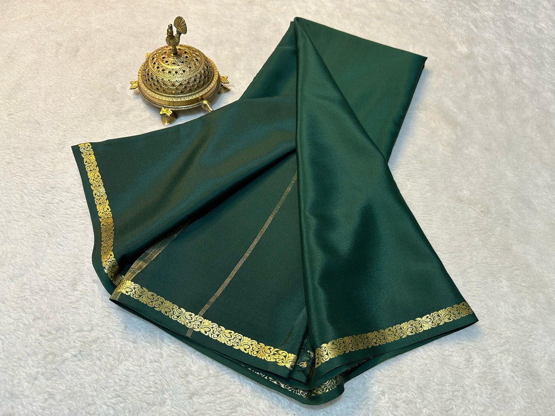 Pure Mysore Silk Sarees Ksic Grade Thickness Elegant Small Border in ...