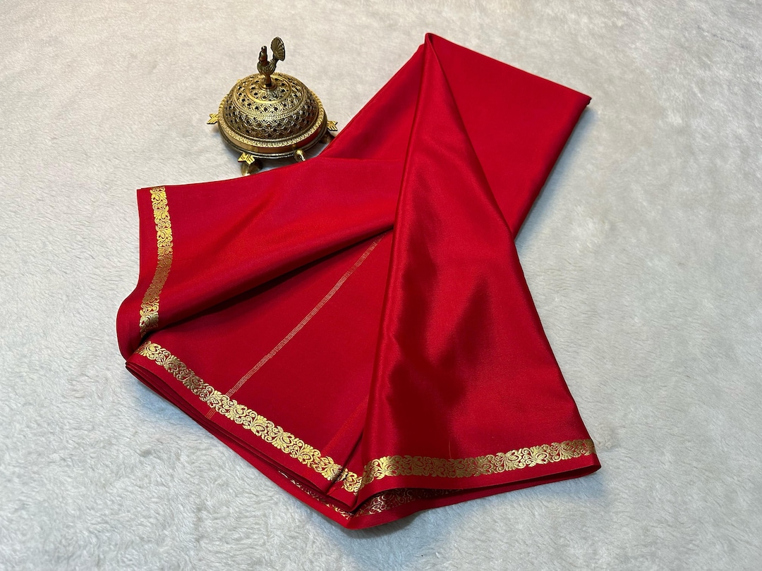 Pure Mysore Silk Sarees Ksic Grade Thickness Elegant Small Border in ...