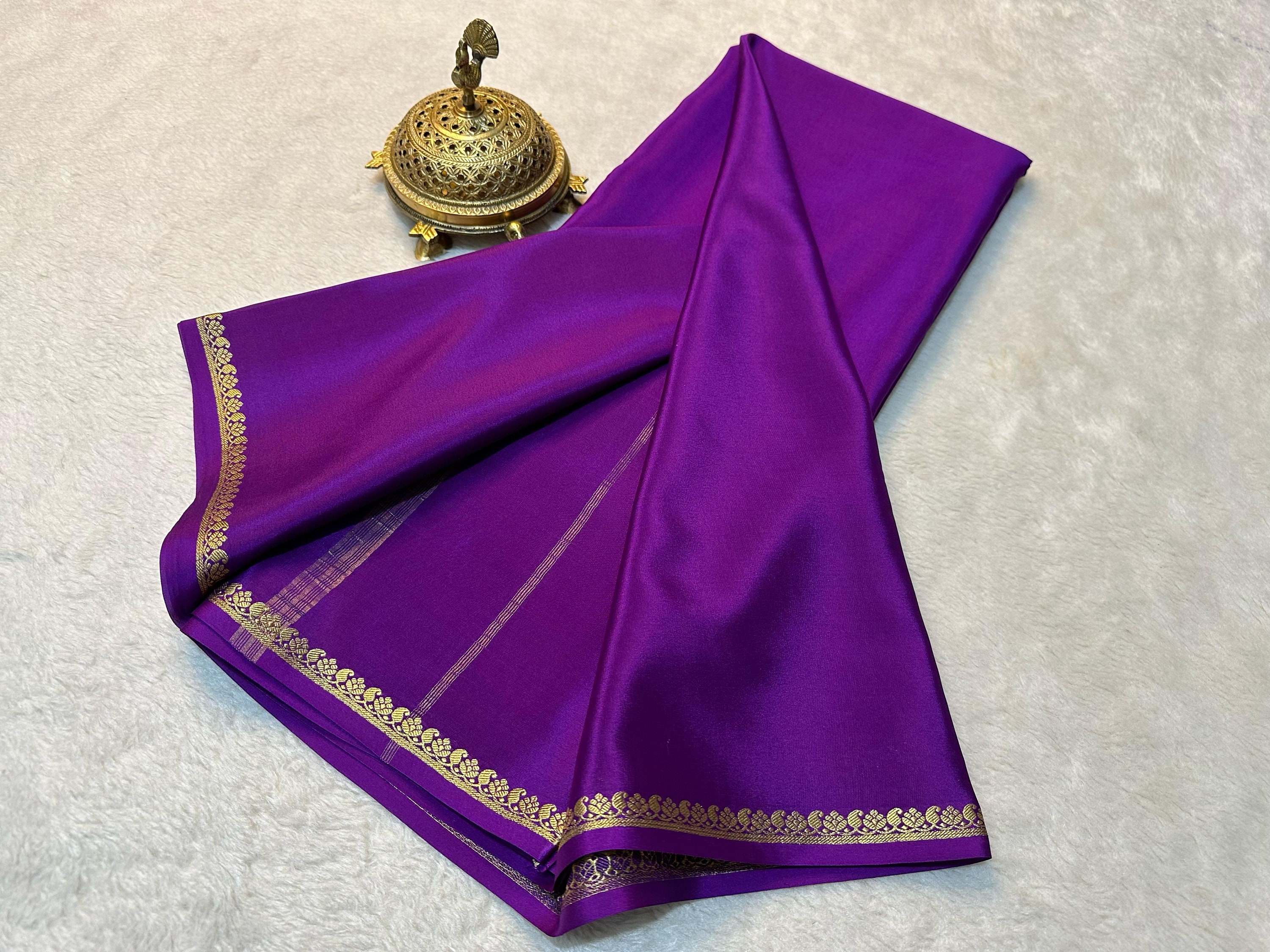 Pure Mysore Silk Sarees Ksic Grade Thickness Elegant Small Border in ...
