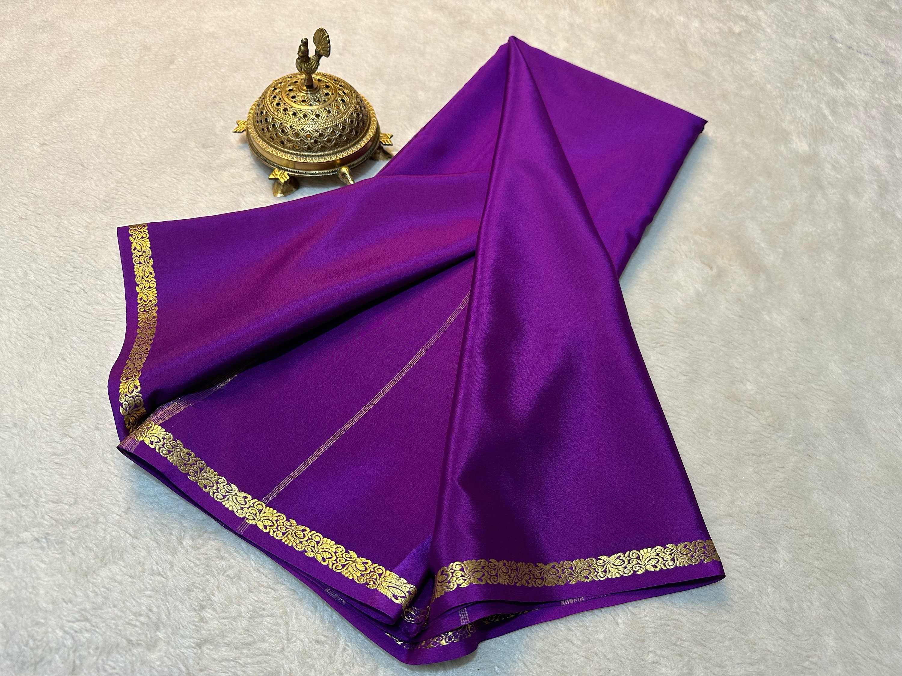 Pure Mysore Silk Sarees Ksic Grade Thickness Elegant Small Border in ...
