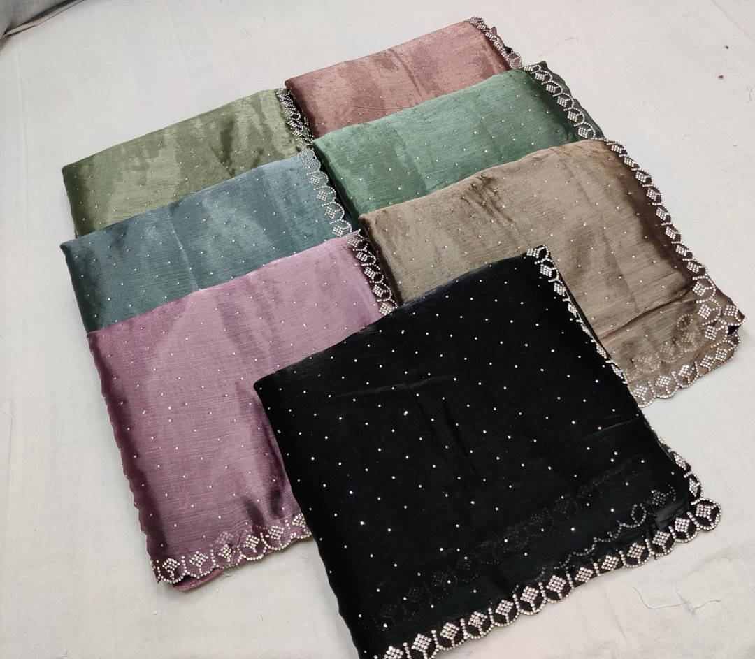 SWAROSKI JARKAN STONE Border Jimmy Choo Saree - Etsy