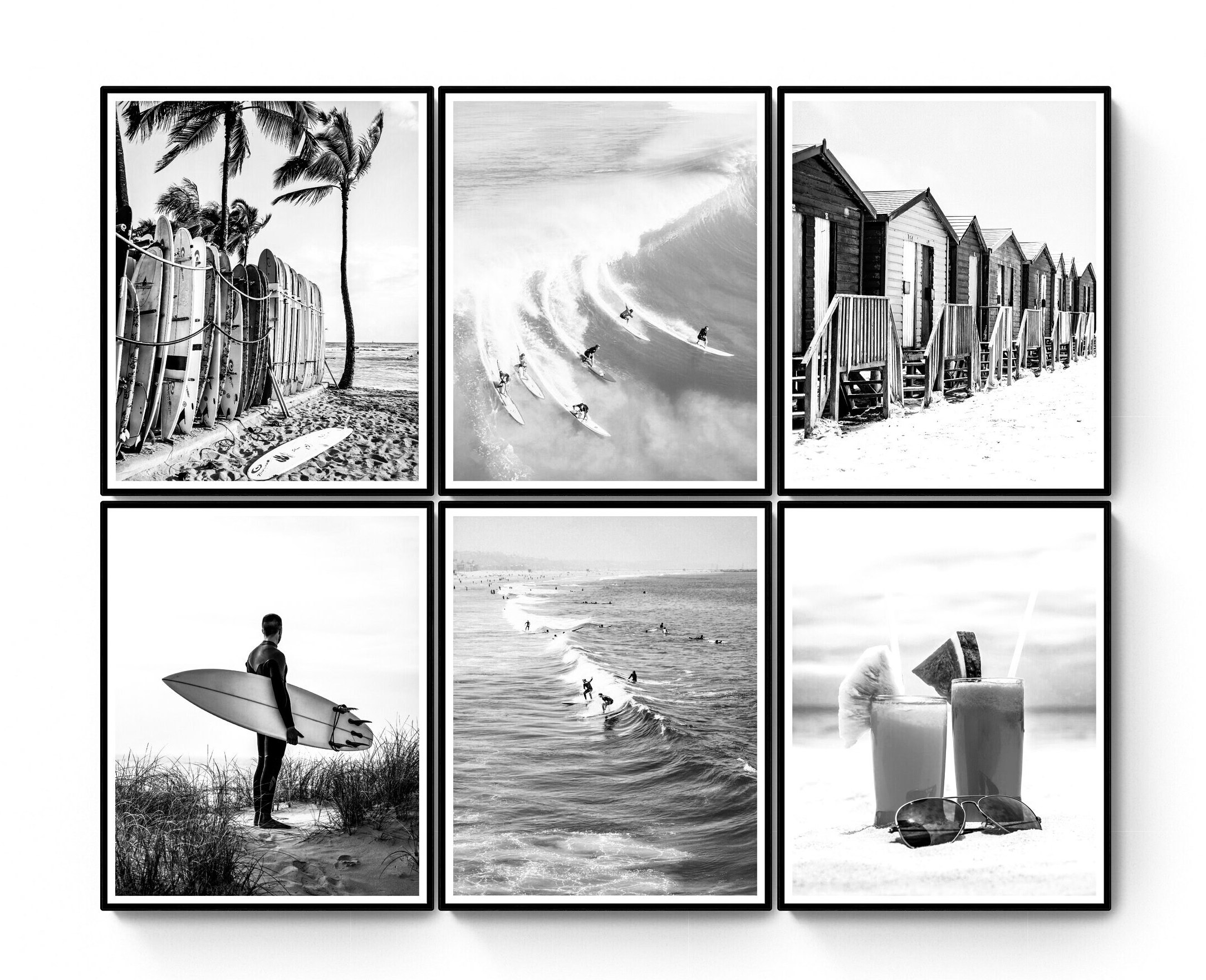 Set of 1000 Black and White Beach Prints, Beach Set, Beach Wall Art ...