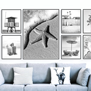 Set of 1000 Black and White Beach Prints, Beach Set, Beach Wall Art ...