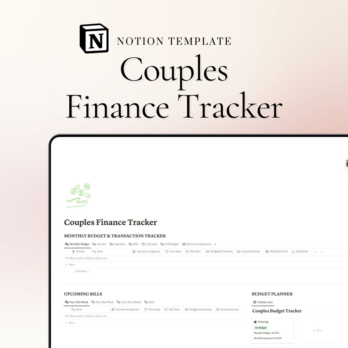 Couples Finance Tracker Notion Template: Budget & Expense Planner - Etsy