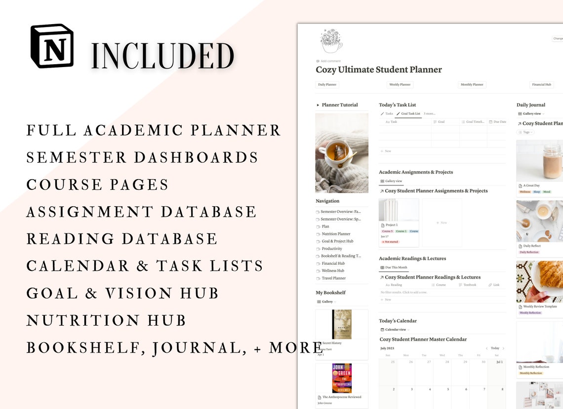Cozy Aesthetic Notion Ultimate Student Planner Notion Template Academic ...