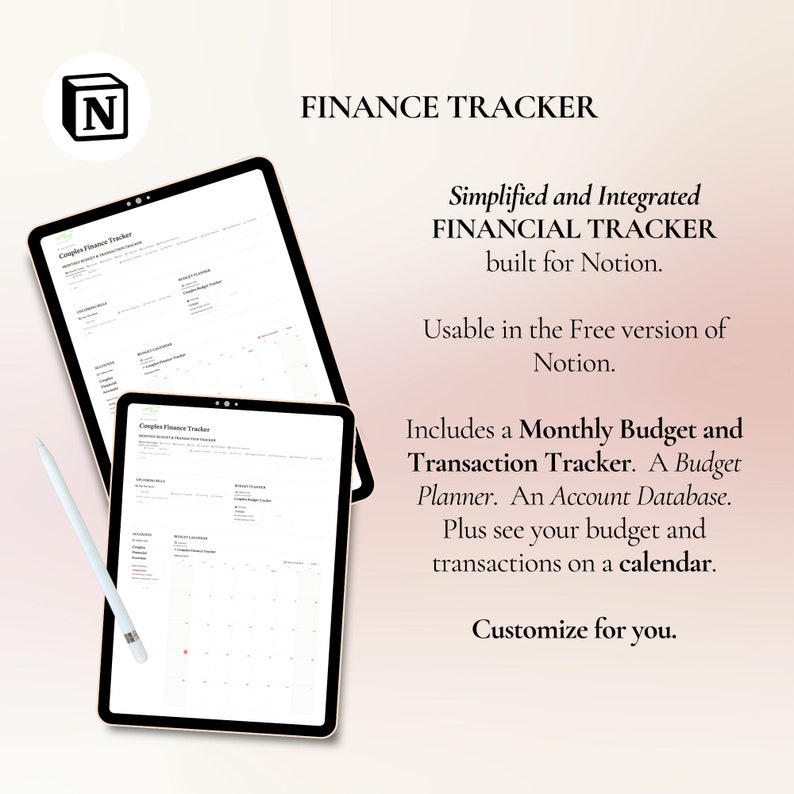 Couples Finance Tracker Notion Template: Budget & Expense Planner - Etsy