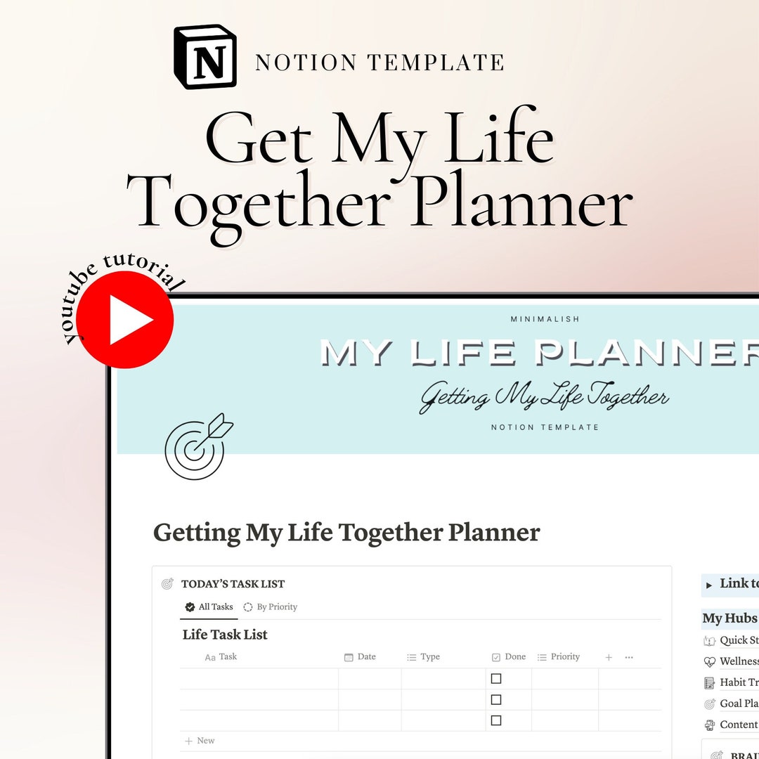 Get Your Life Together Notion Template Life Planner Aesthetic Notion ...