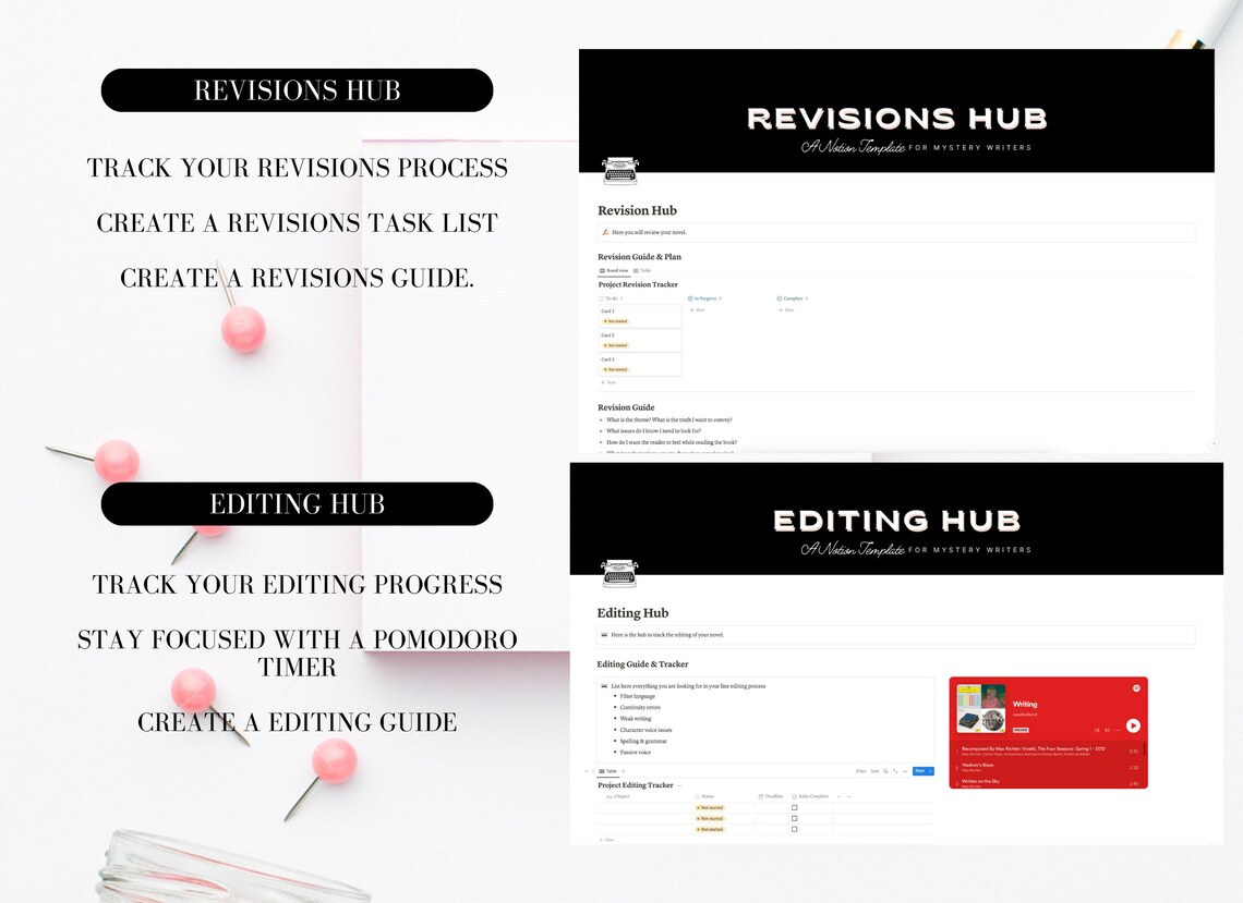 Aesthetic Notion Writing Hub Mystery Writers Creative Writing - Etsy