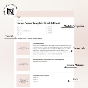 Notion Course Template Blush Edition, Course Creator, Digital Course ...