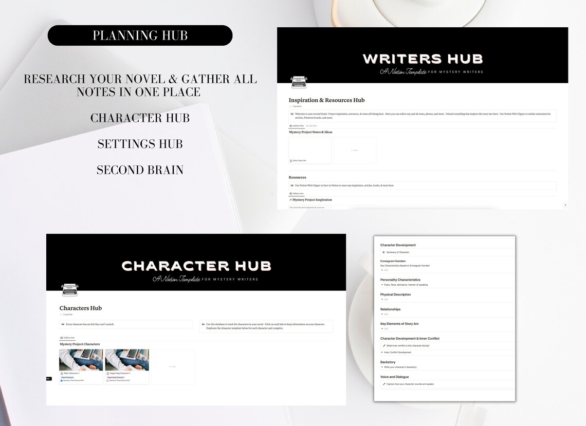 Aesthetic Notion Writing Hub Mystery Writers Creative Writing - Etsy