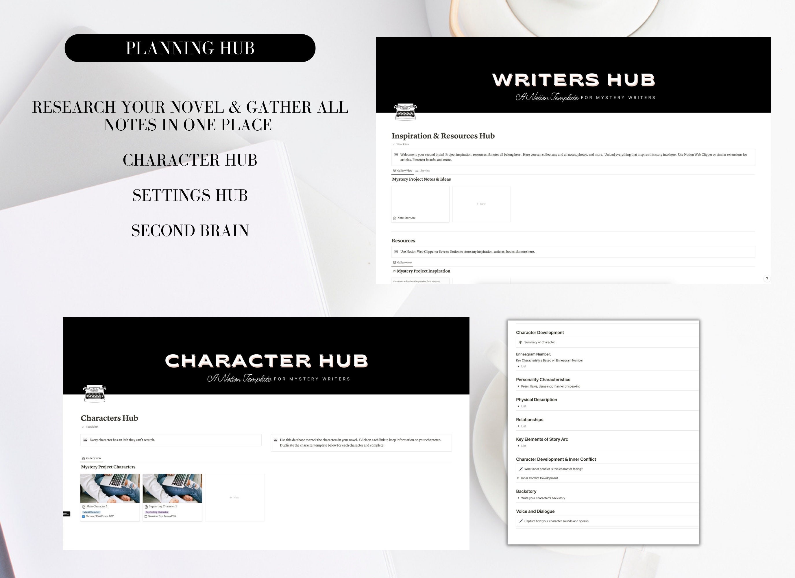 Aesthetic Notion Writing Hub Mystery Writers Creative Writing - Etsy