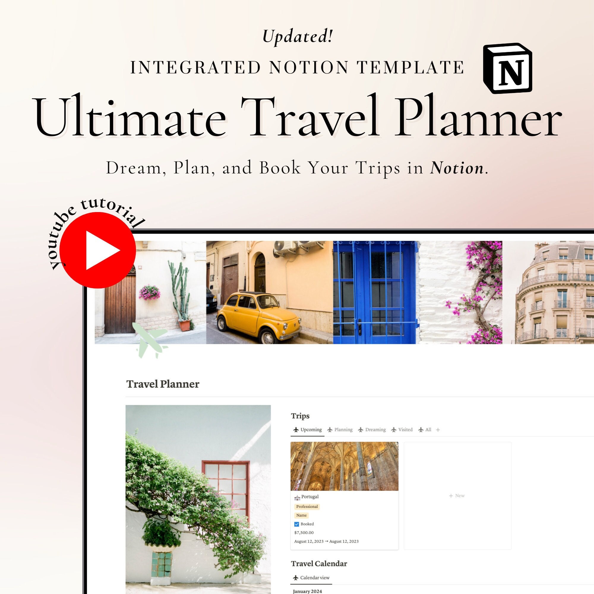 Notion Template Travel Planner Minimal Notion Vacation Planner ...