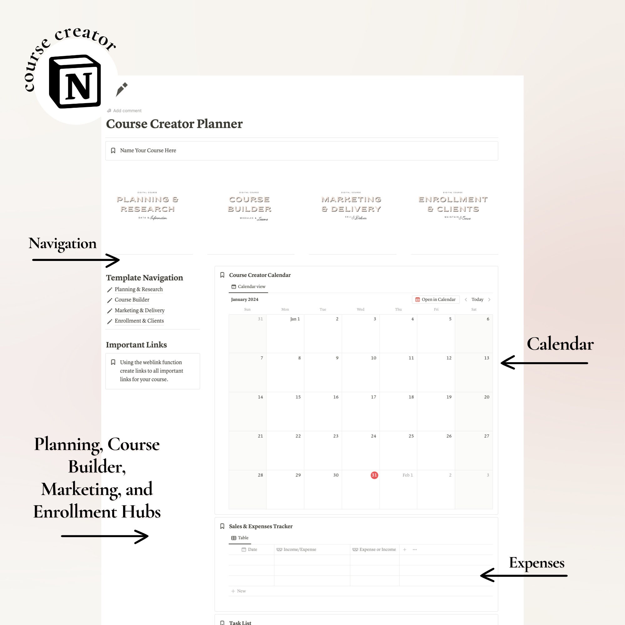 Notion Digital Course Creator Template Bundle Digital Download Etsy