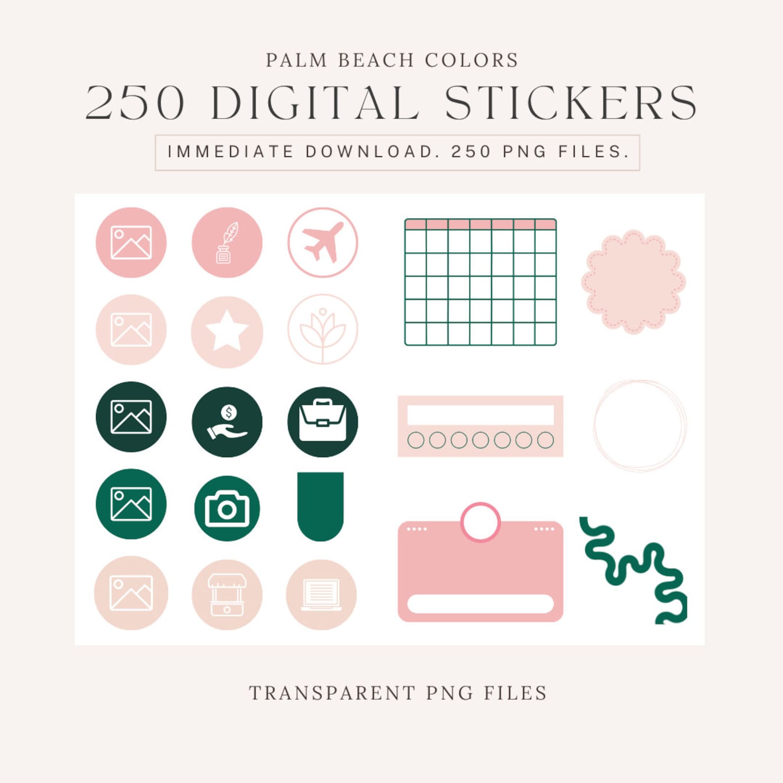 250 Digital Stickers Notion Icons Goodnotes Elements Transparent PNG ...