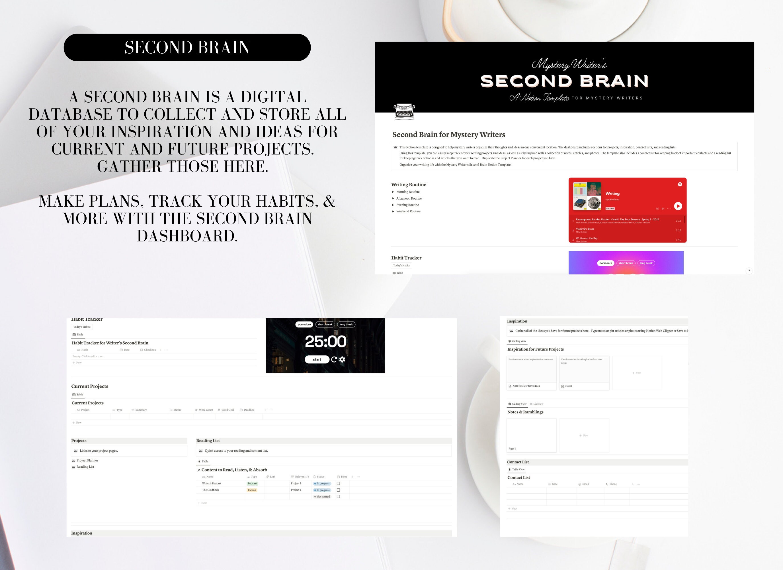 Aesthetic Notion Writing Hub Mystery Writers Creative Writing - Etsy
