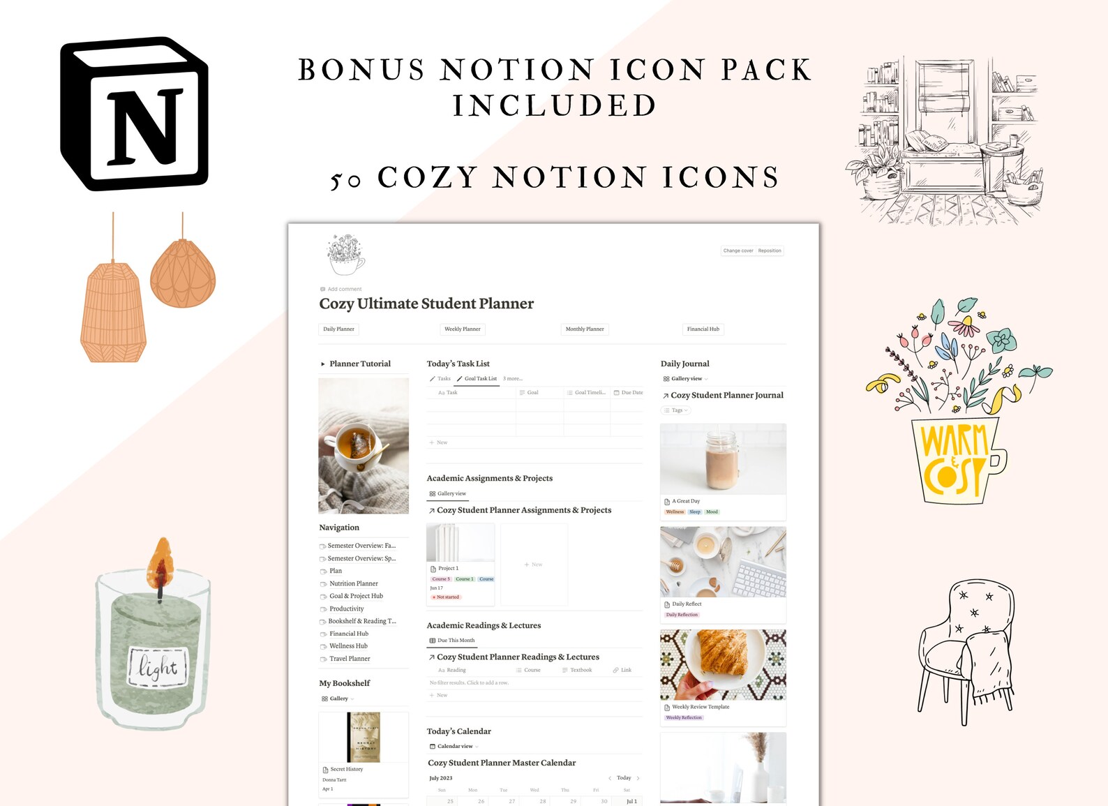 Cozy Aesthetic Notion Ultimate Student Planner Notion Template Academic ...