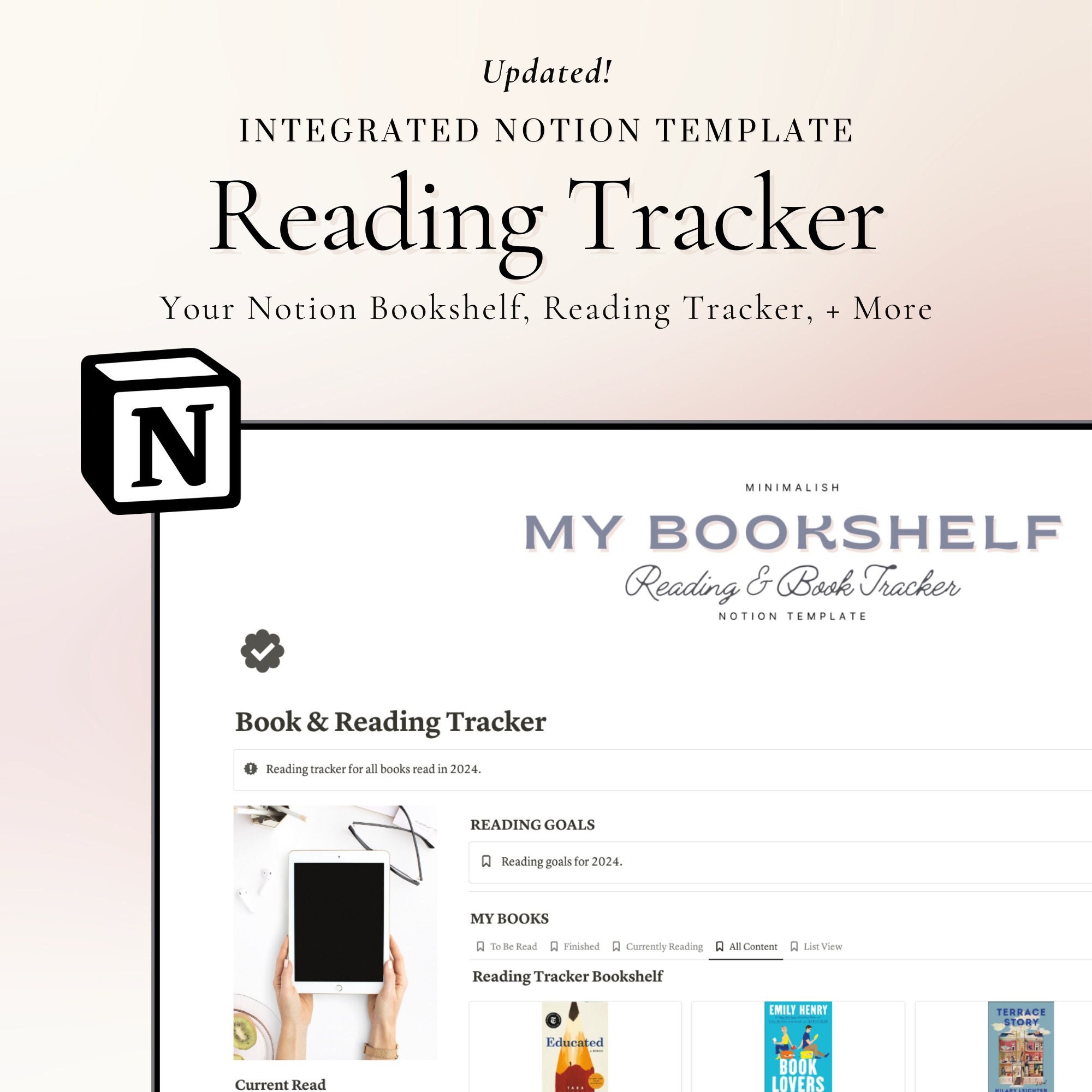 Notion Reading Dashboard Ultimate Reading Tracker Book Tracker Notion Template Aesthetic Notion ...