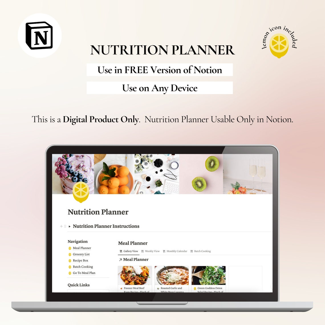 Nutrition Planner Notion Template Meal Planner Notion Template Aesthetic Notion Template Meal ...