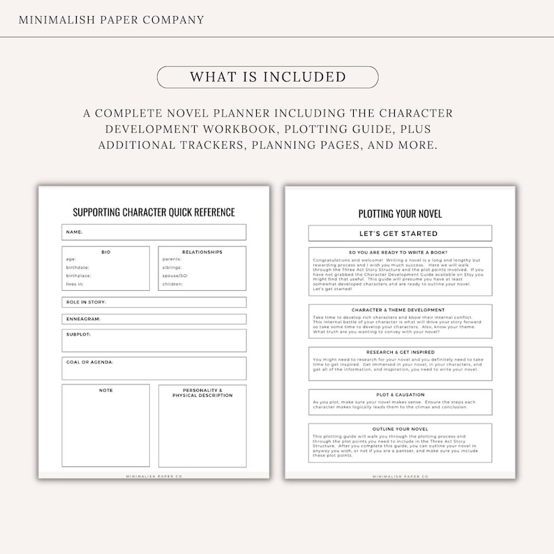 Novel Planner: Character & Plot Development Workbook (digital Download ...