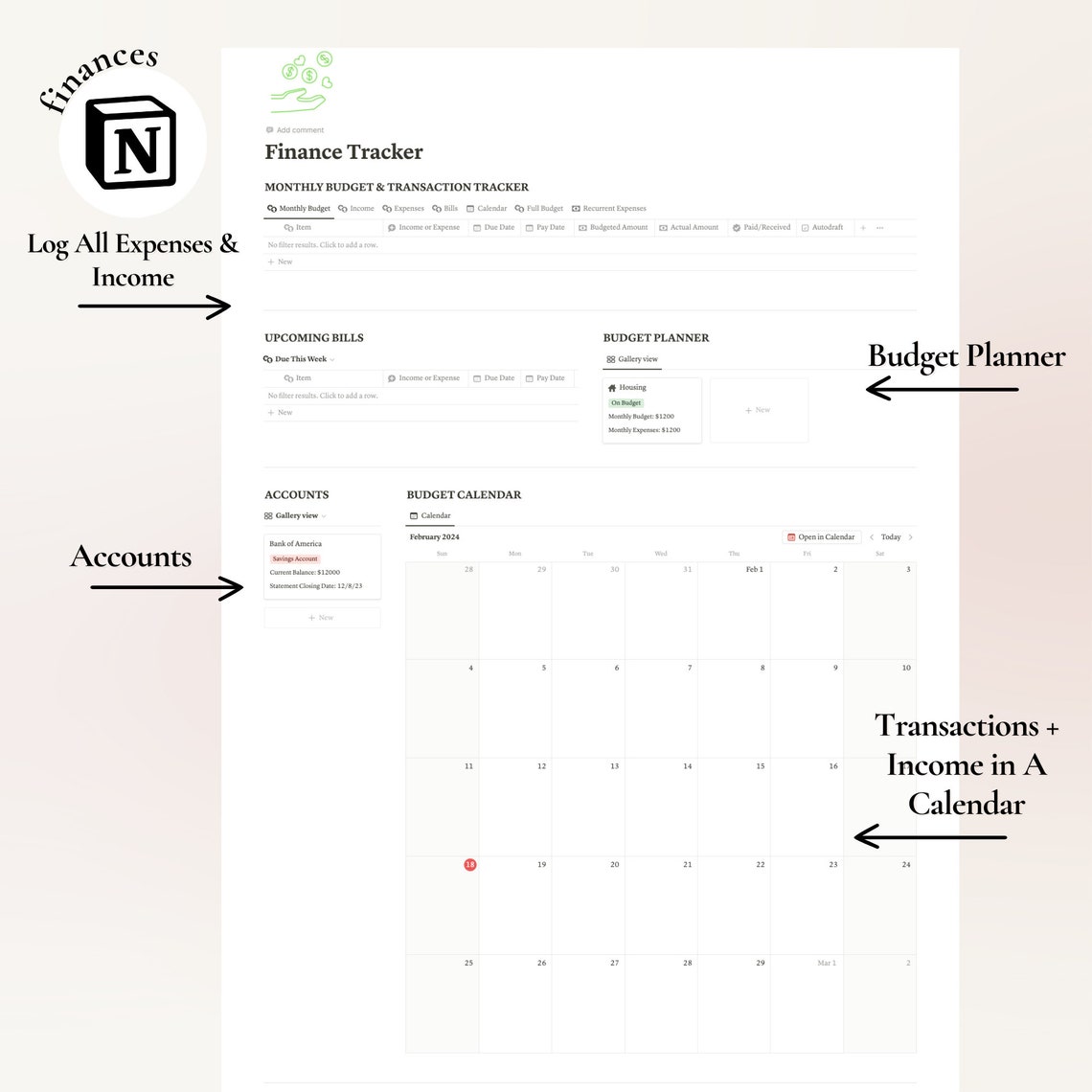 Notion Template Personal Finance Tracker Budget Tracker Income and ...