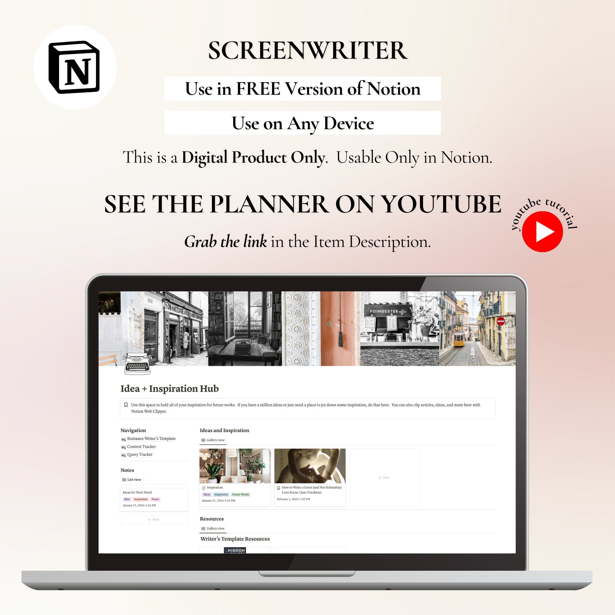Notion Template for Screenwriters Planner Screenplay Planner ...