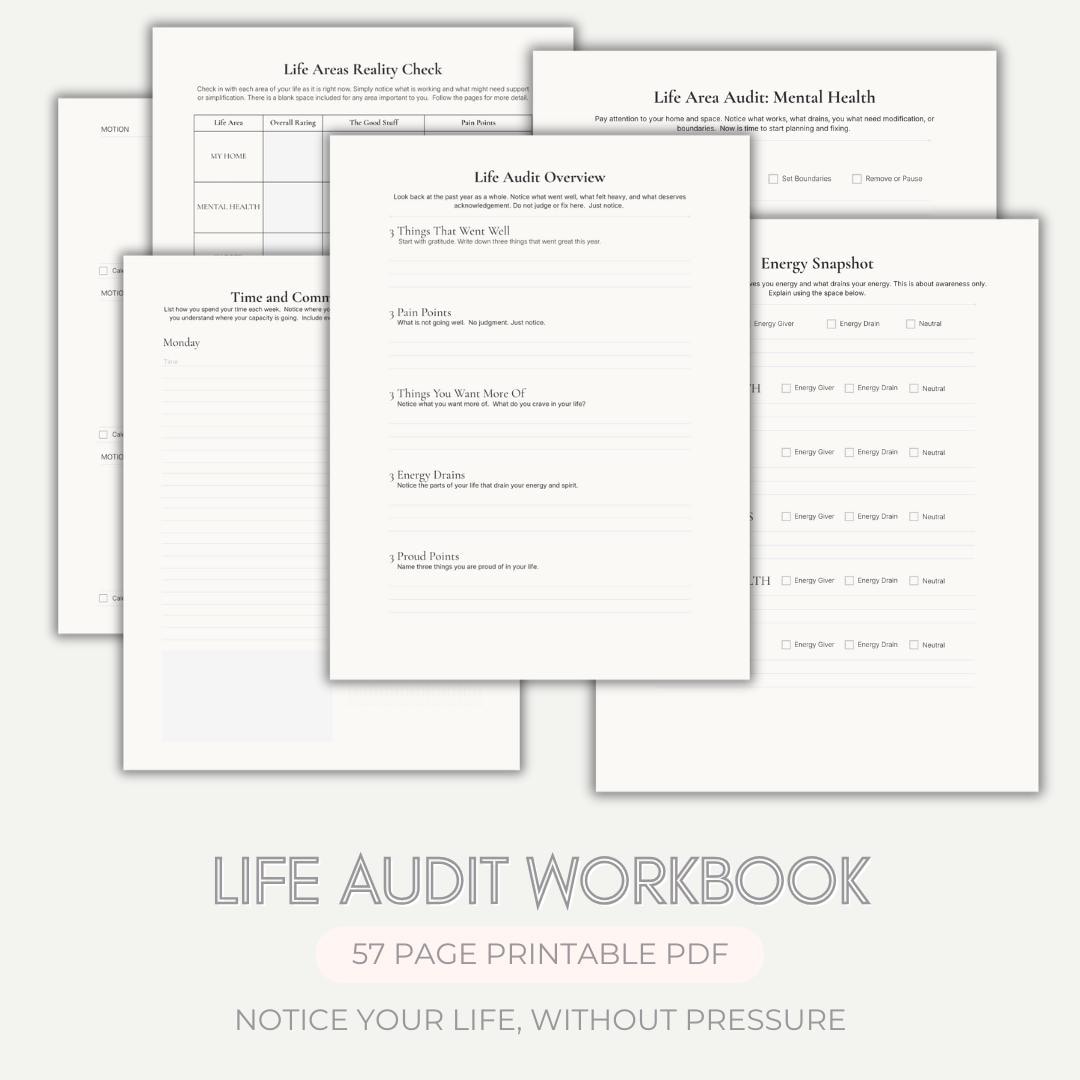 Life Audit Workbook PDF | Gentle Monthly Check-in + Life Review ...
