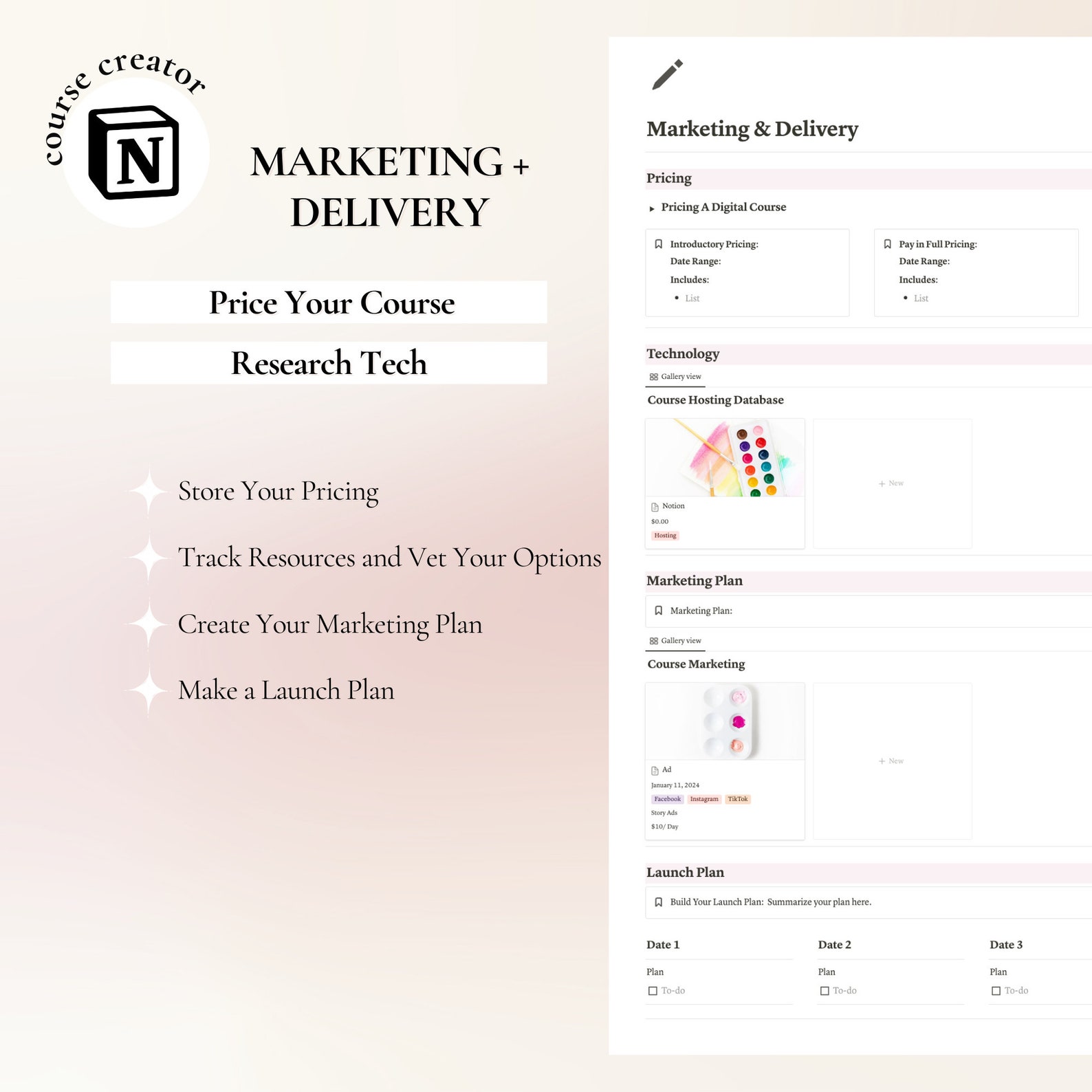 Digital Course Creator Planner: Notion Template (PDF) - Etsy