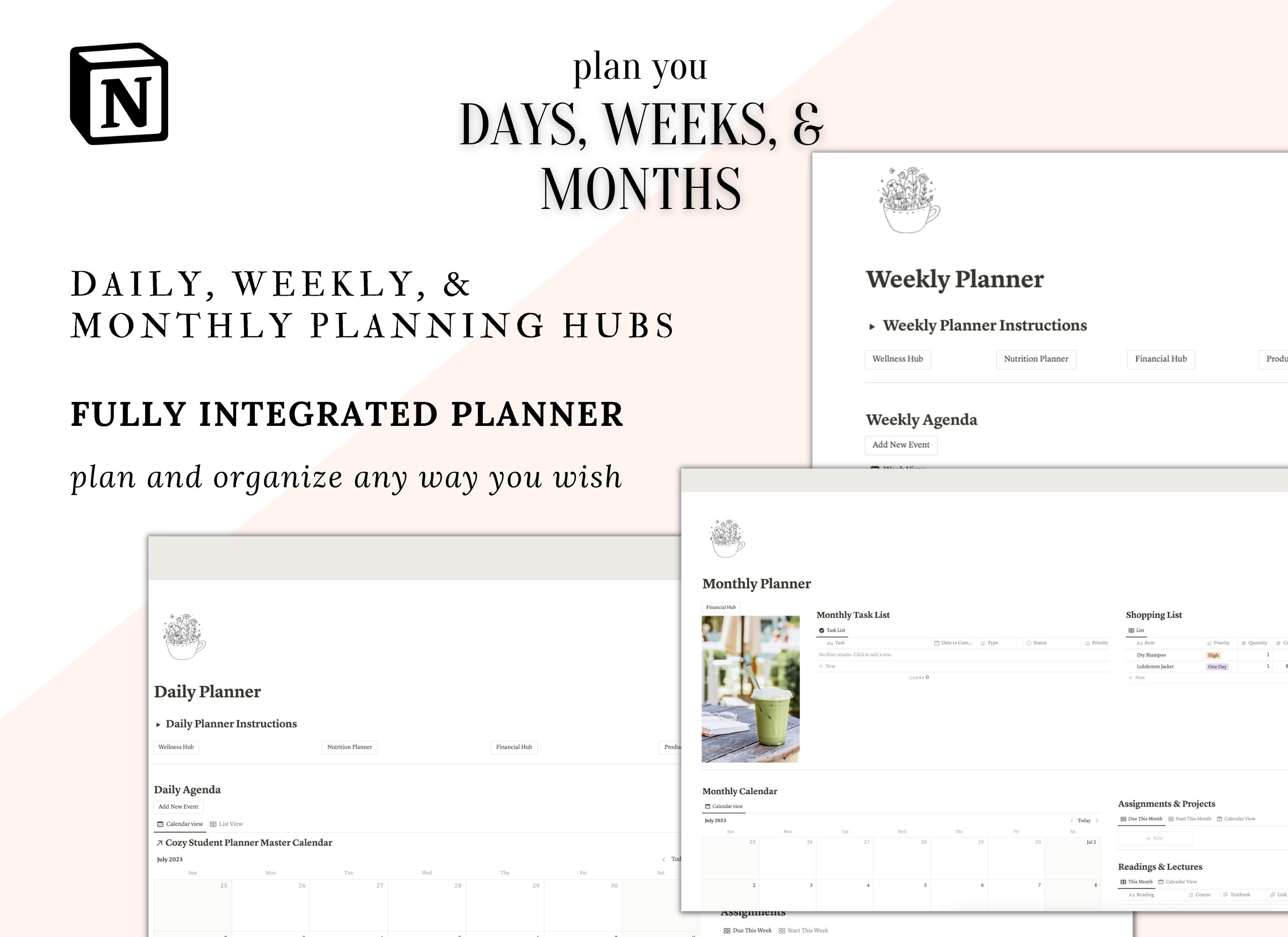 Cozy Aesthetic Notion Ultimate Student Planner Notion Template Academic ...