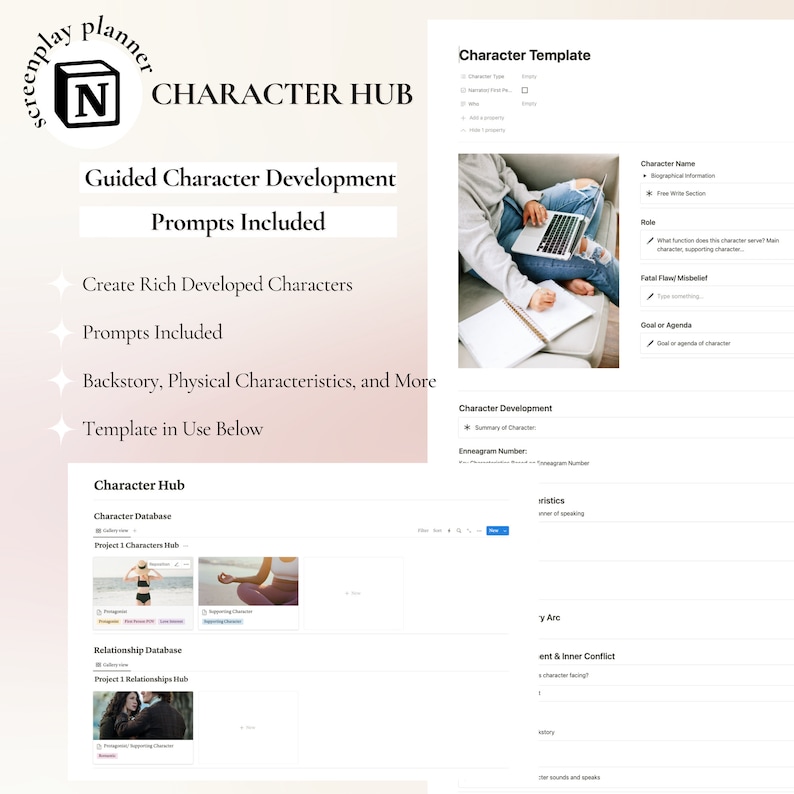 Notion Template for Screenwriters Planner Screenplay Planner Screenwriters Second Brain ...