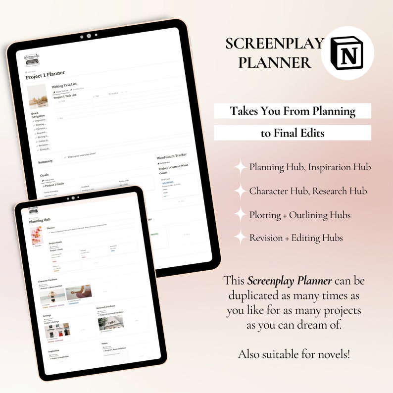 Notion Template for Screenwriters Planner Screenplay Planner Screenwriters Second Brain ...