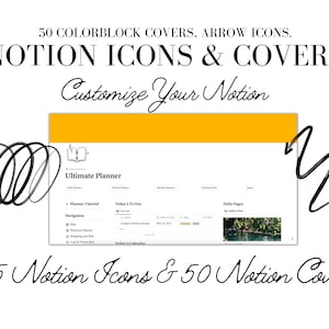 Notion Icons & Notion Covers Bundle Notion Custom Notion Customization Bundle Arrow Icons Notion ...