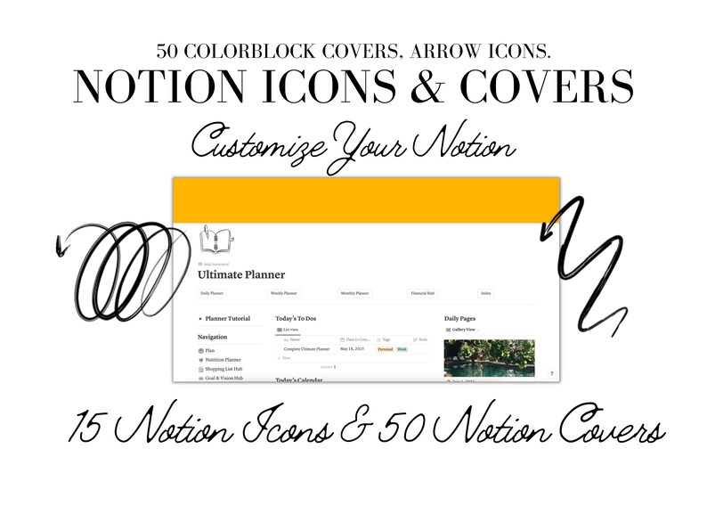 Notion Icons & Notion Covers Bundle Notion Custom Notion Customization ...