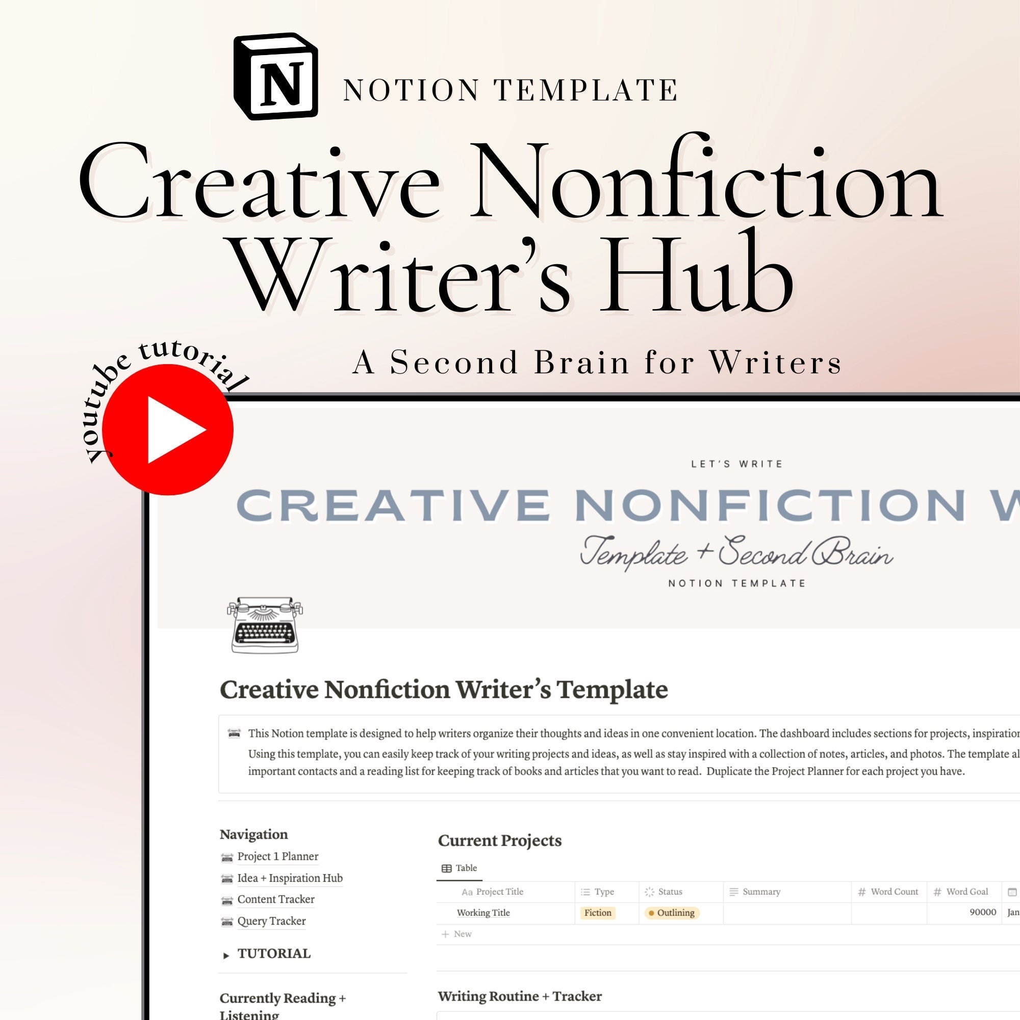 Creative Nonfiction Book Planner Notion Template Nonfiction Writer Hub ...